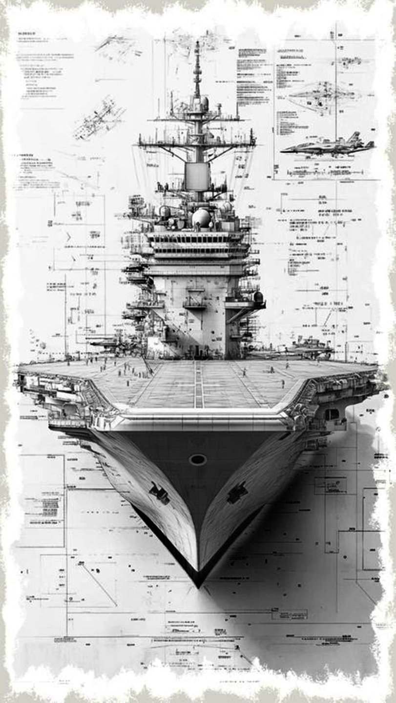 Solve Aircraft Carrier Drawing jigsaw puzzle online with 264 pieces