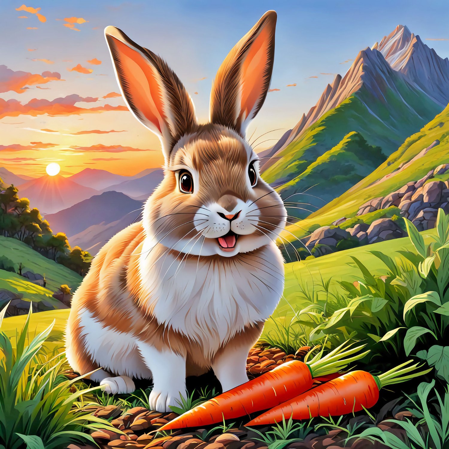 Solve Happy Rabbit with Carrots, resizable 9 to 600 pieces jigsaw ...