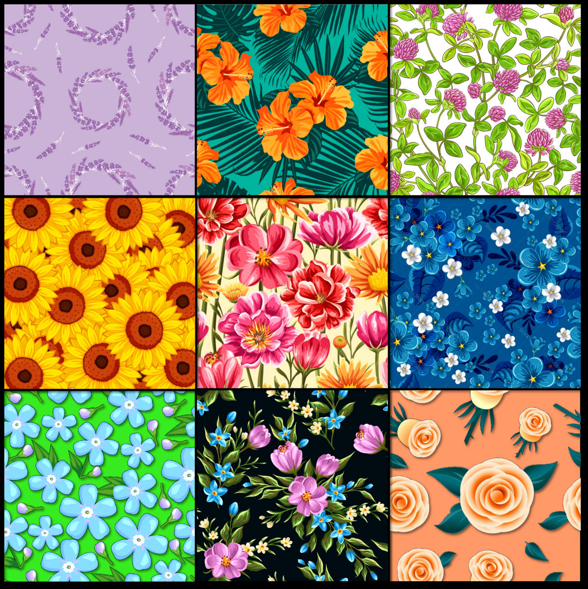 Solve Flower patterns 96 jigsaw puzzle online with 144 pieces
