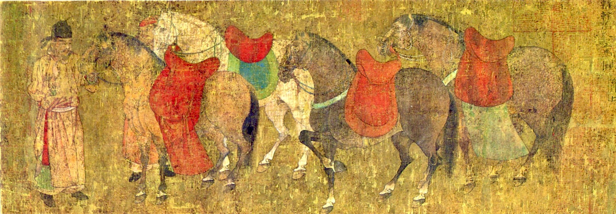 Solve Horses and Guards, Tang Dynasty Painting on Silk, Han Gan, ca ...