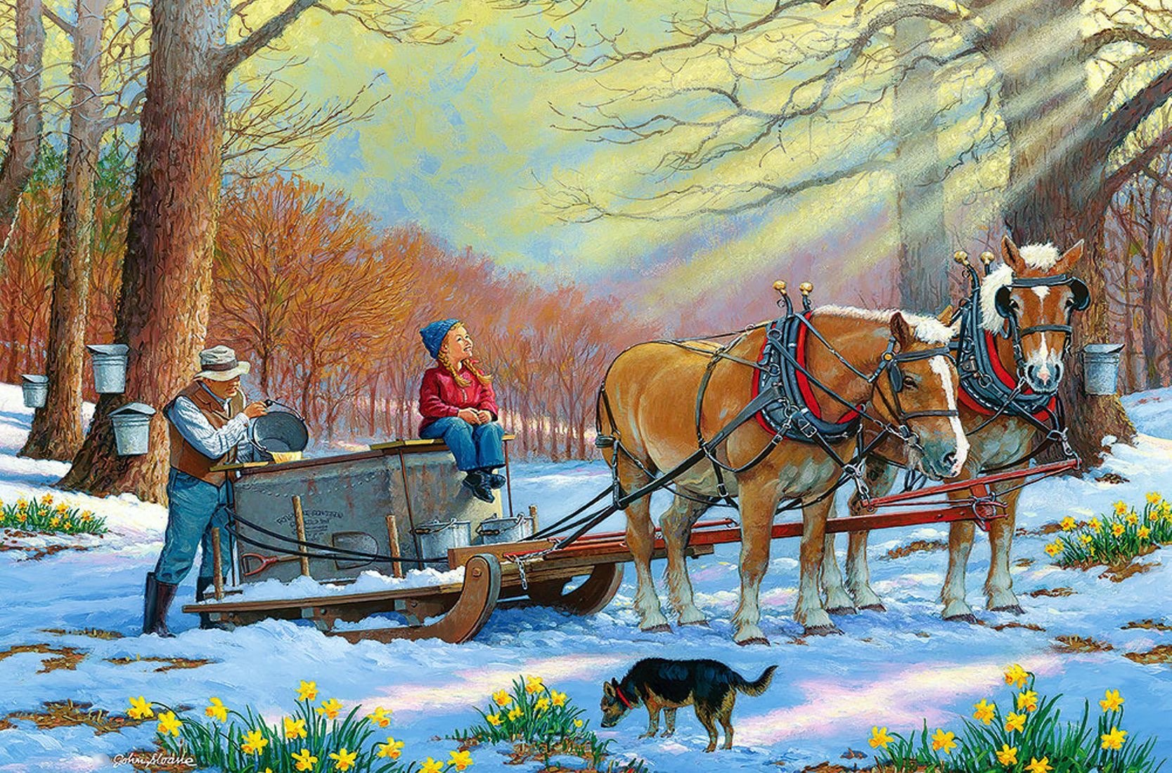 Solve Collecting the Maple Syrup jigsaw puzzle online with 176 pieces