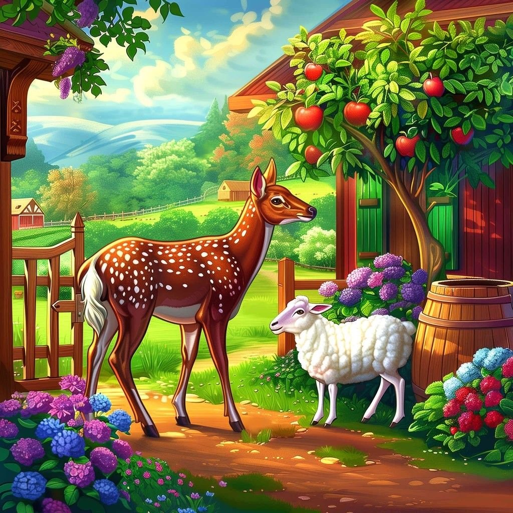 Solve PUZZLE - Deer And Sheep jigsaw puzzle online with 81 pieces