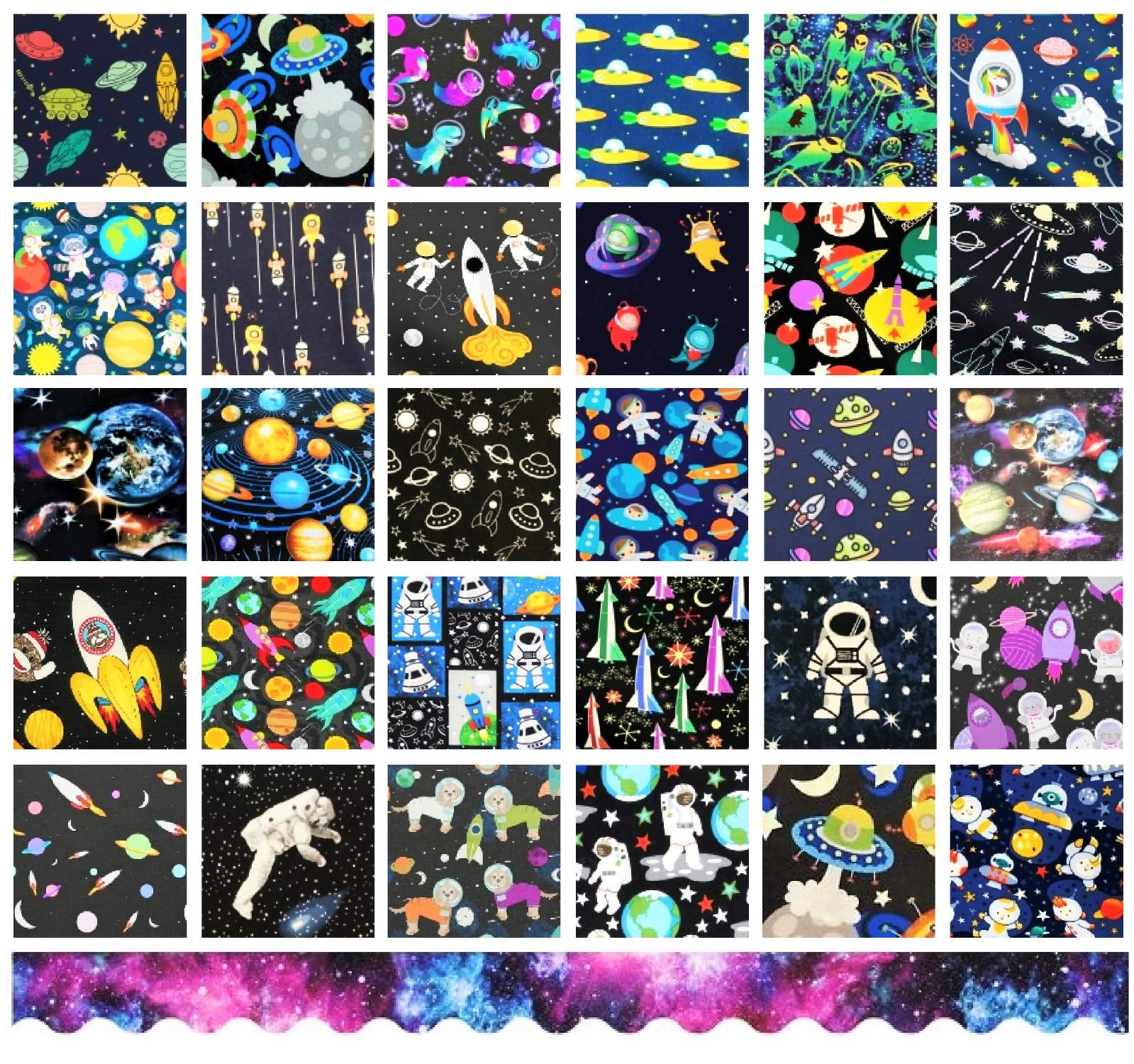 Solve PATCHWORK OUTER SPACE jigsaw puzzle online with 380 pieces