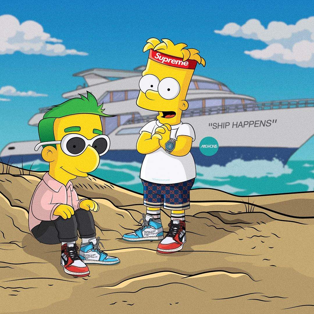 Solve Chillin on the Beach with Bart jigsaw puzzle online with 256 pieces
