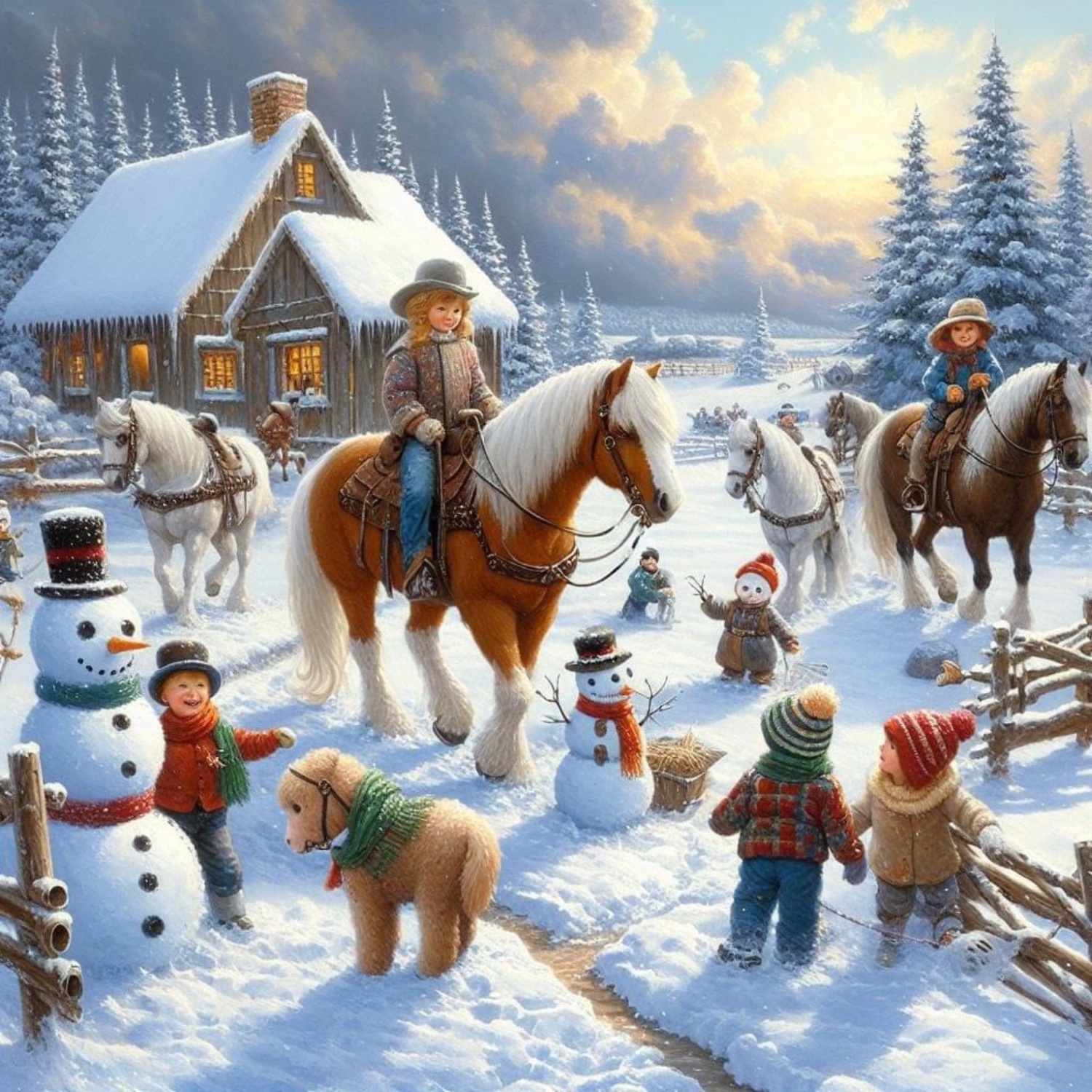 Solve Playing In The Snow jigsaw puzzle online with 225 pieces
