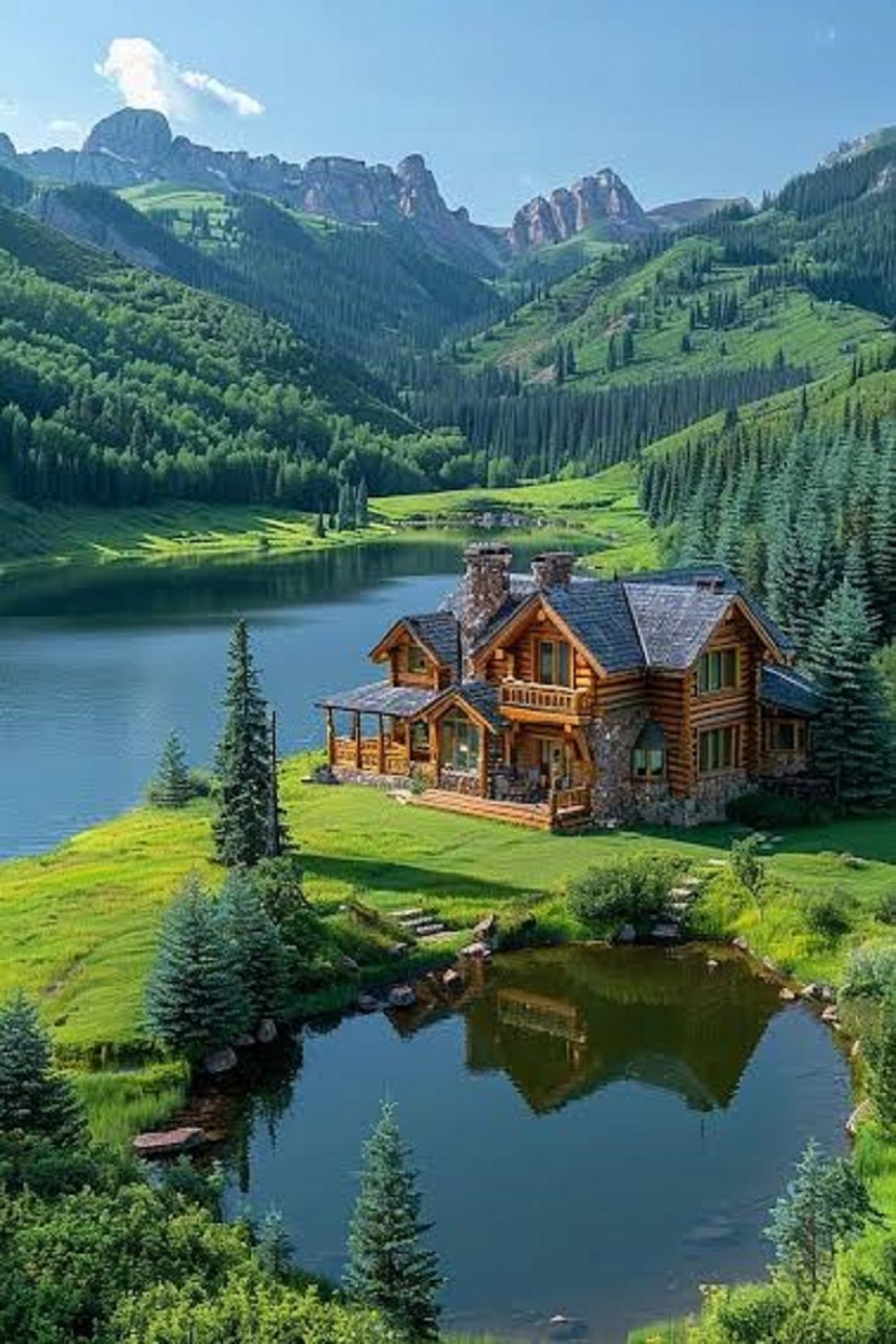 Solve Mountain Cabin jigsaw puzzle online with 77 pieces
