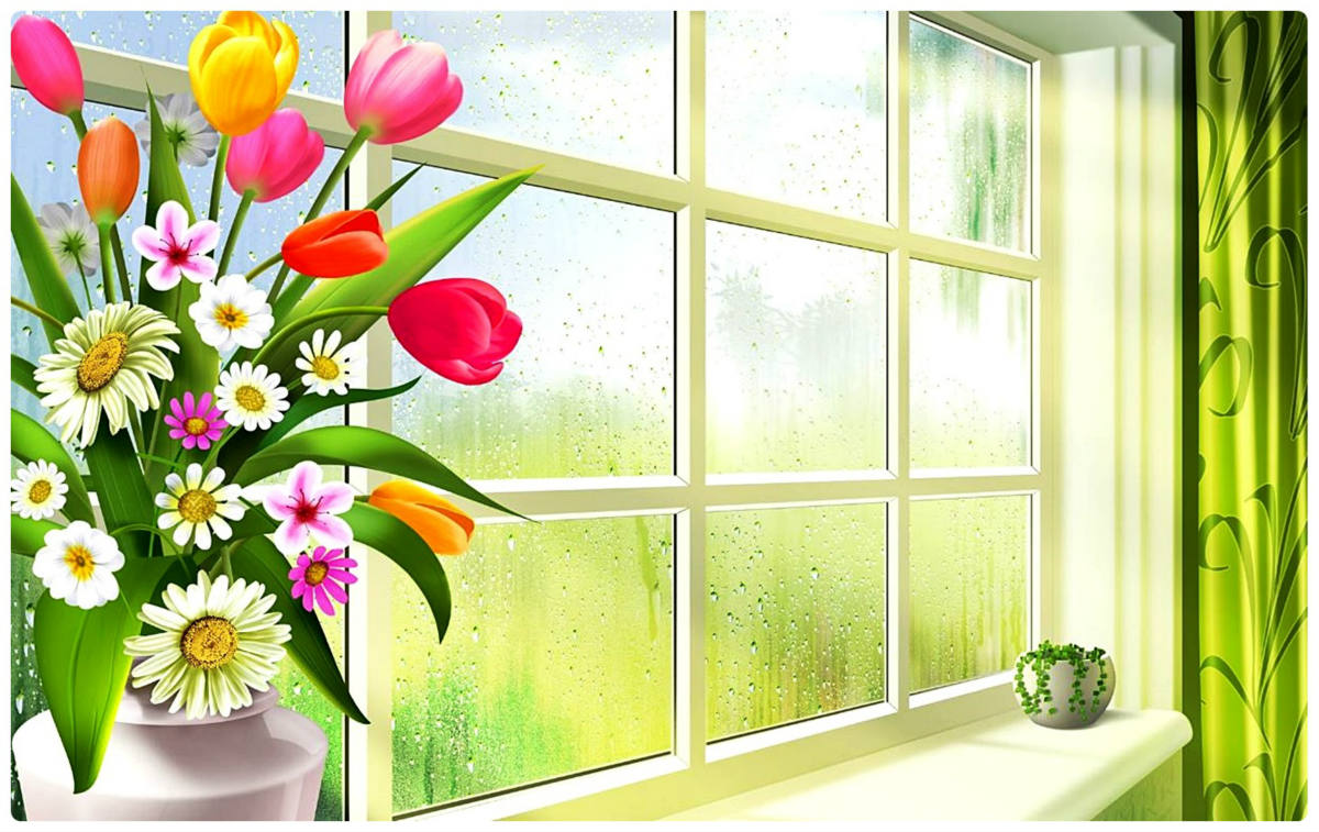 Solve April Showers - Spring Flowers (smaller size) jigsaw puzzle online with 60 pieces