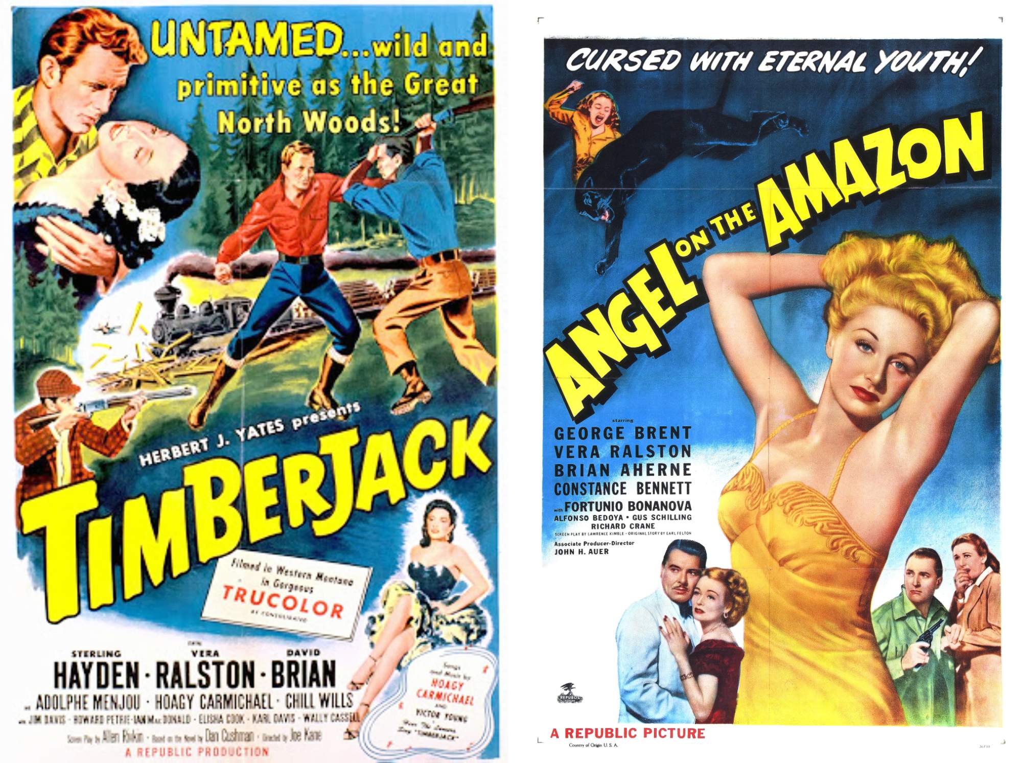 Solve Timberjack ~ 1955 and Angel on the Amazon ~ 1948 jigsaw puzzle online with 594 pieces