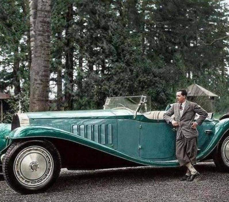 Solve Jean Bugatti poses with the Bugatti Type 41, 1932 jigsaw puzzle ...