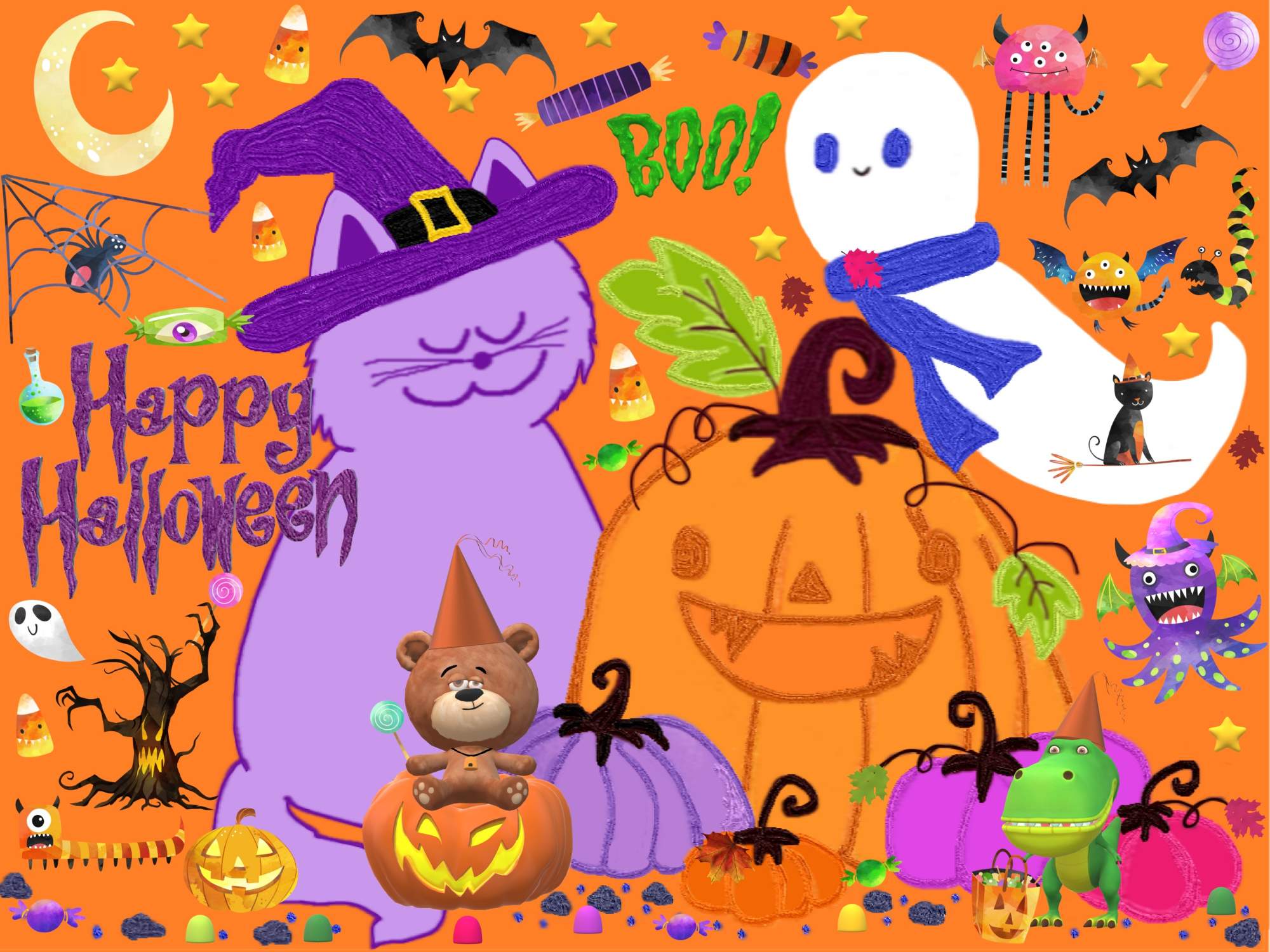 Solve Basil Celebrates Halloween 🎃👻 jigsaw puzzle online with 588 pieces