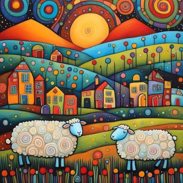 Solve Sheep in the Meadow jigsaw puzzle online with 64 pieces