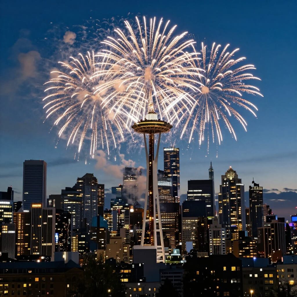 Jigsaw Puzzle | 49 pieces | Seattle Fireworks | Jigidi