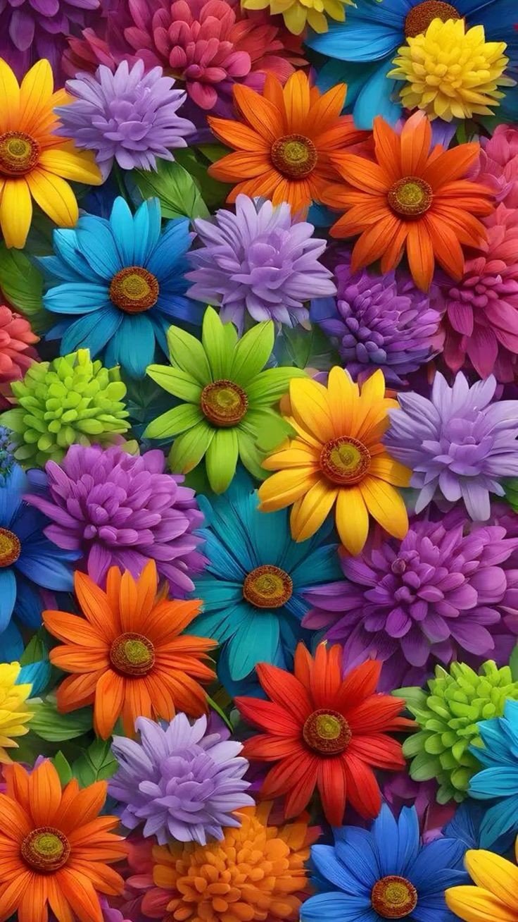 Jigsaw Puzzle | 91 pieces | Rainbow Flowers | Jigidi