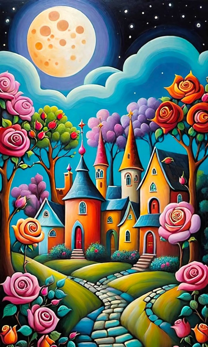 Solve Edge of Town Under the Full Moon..... jigsaw puzzle online with ...