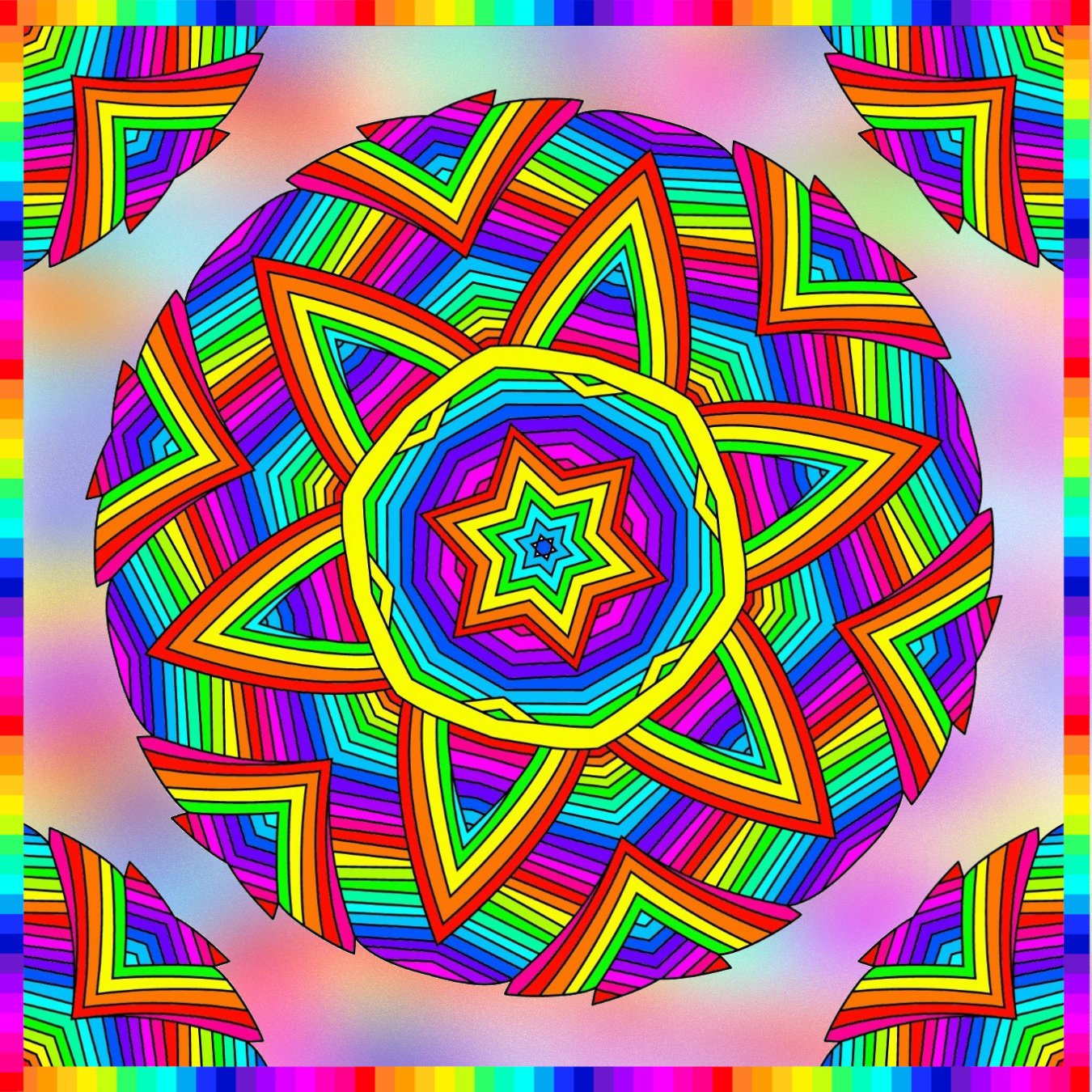 Solve Mandala Rainbow 11 24za jigsaw puzzle online with 196 pieces
