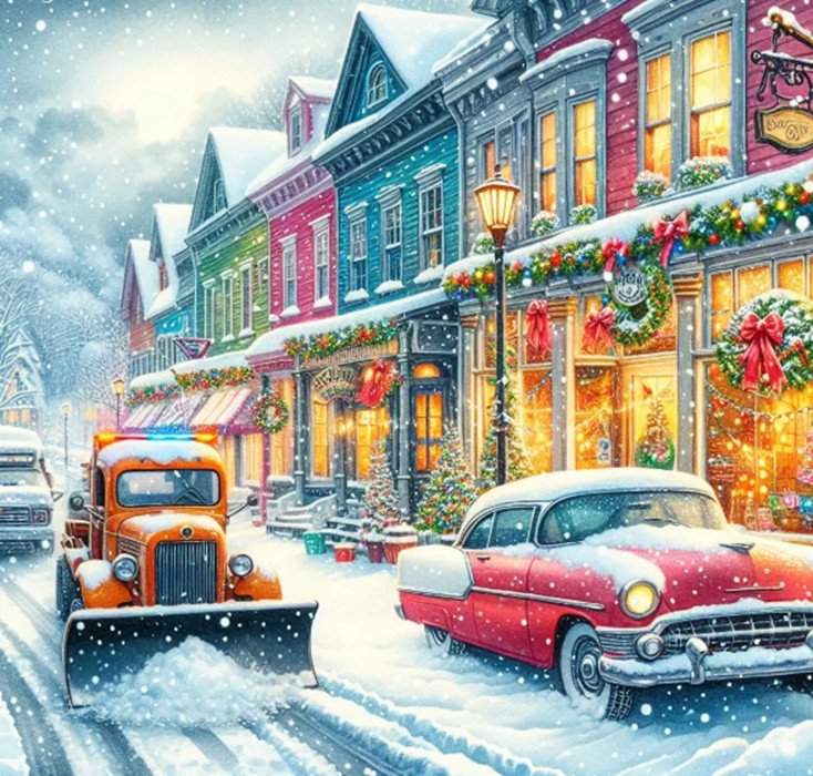 Solve Downtown Snow jigsaw puzzle online with 121 pieces
