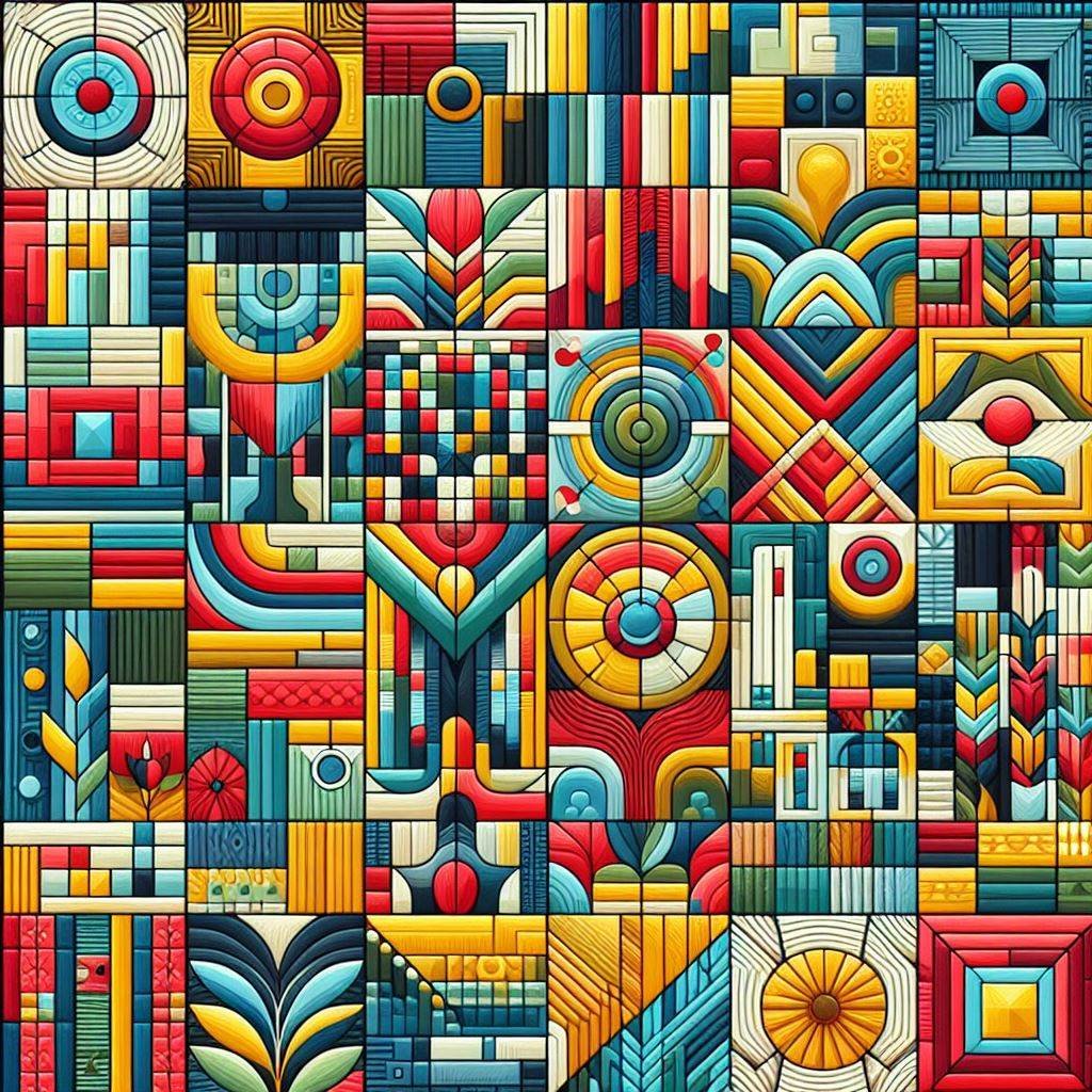 Solve Primary colours block pattern tapestry jigsaw puzzle online with ...