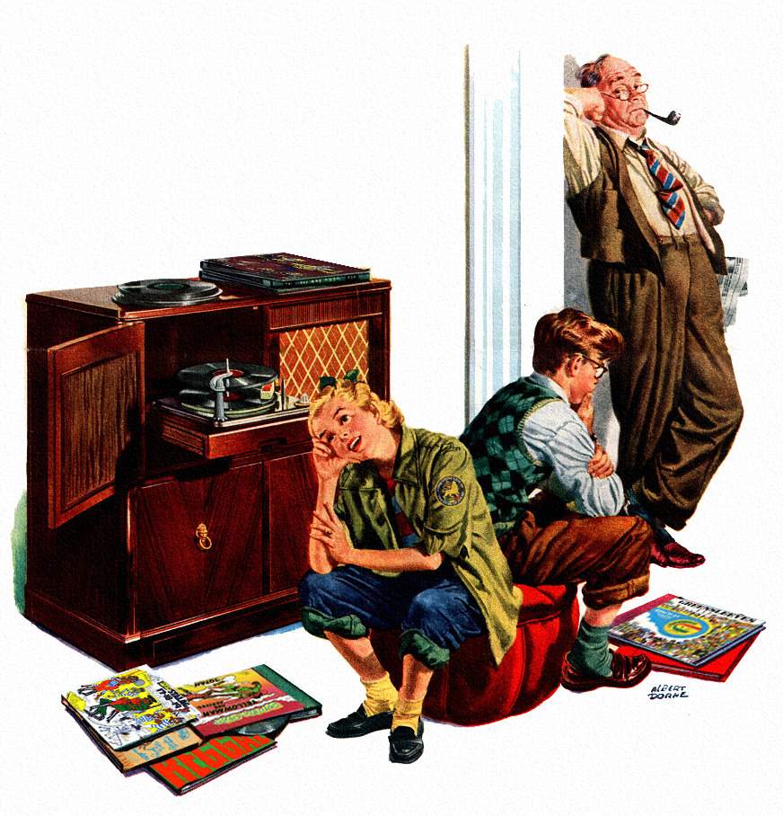 Solve Listening Records - art by A jigsaw puzzle online with 121 pieces