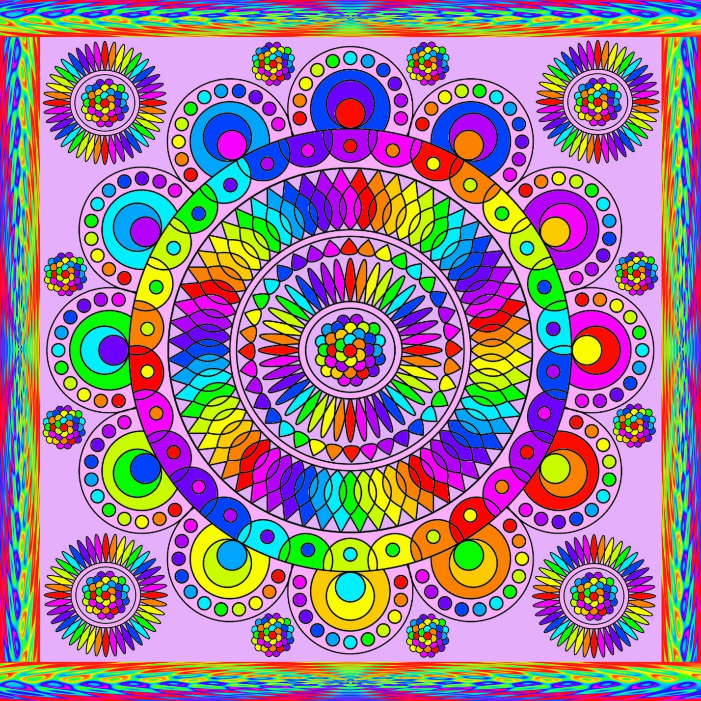 Solve 1 Mandala Rainbow Bubbles jigsaw puzzle online with 100 pieces