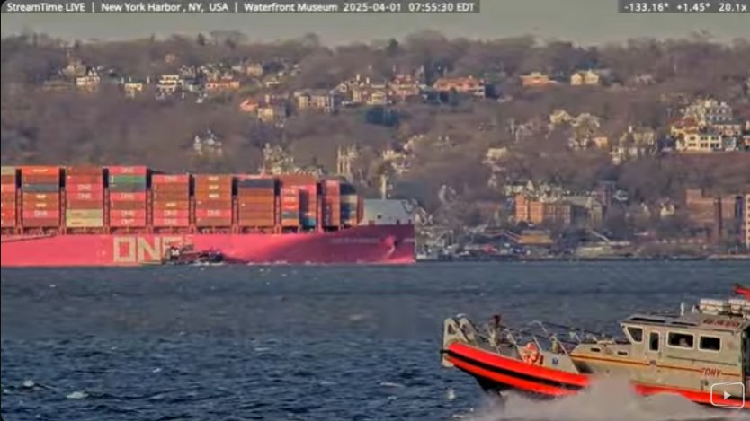 Solve Container ship ONE Readiness and FDNY Fire boat, NYH 2025-04-01 ...
