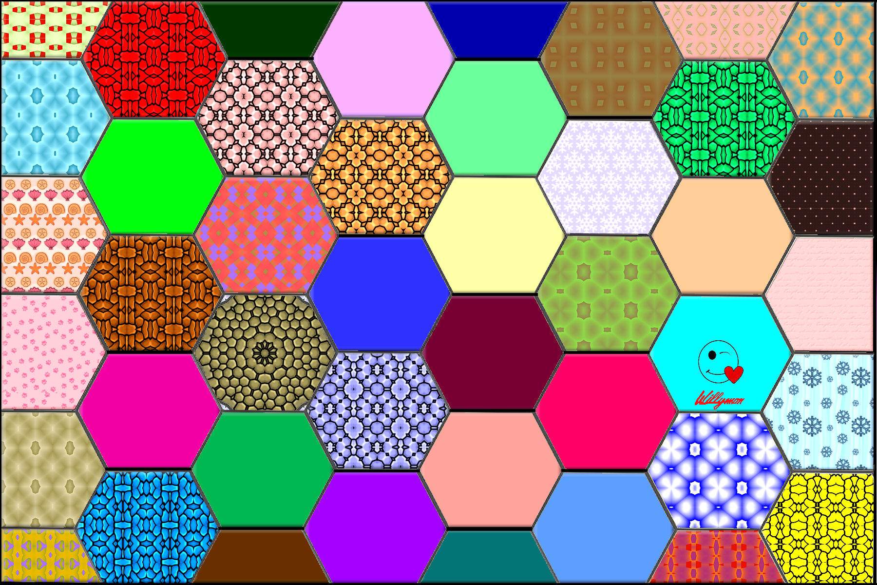 Solve hexagon fun jigsaw puzzle online with 600 pieces