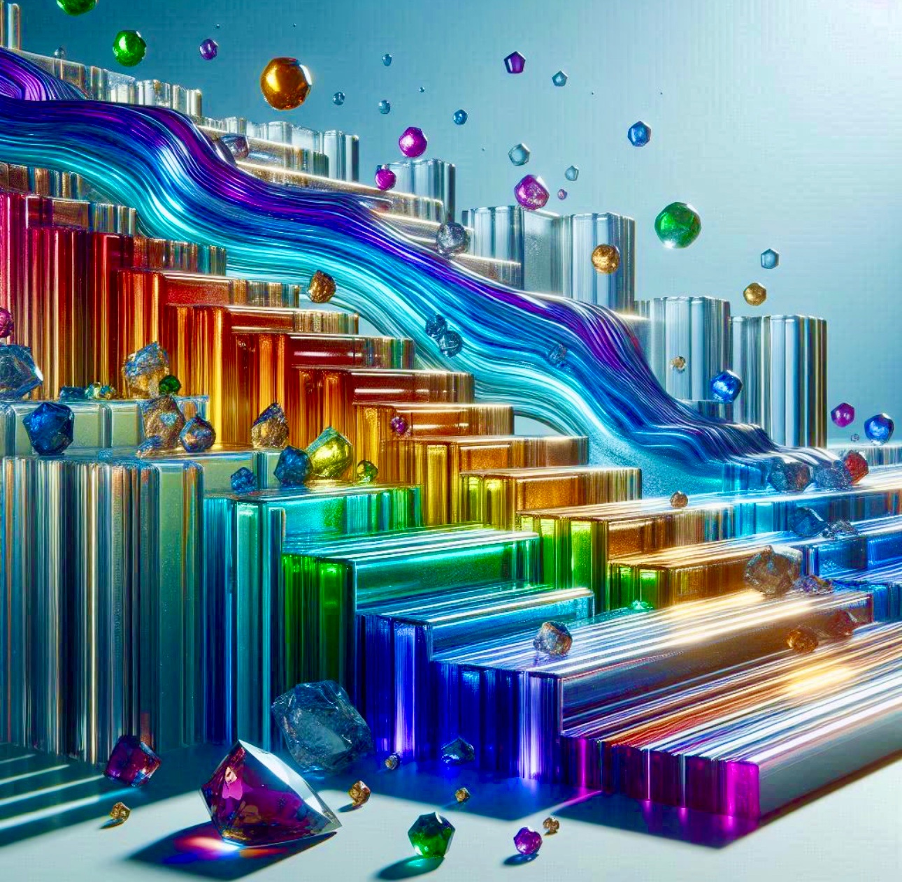 Solve Flowing Down. Floating Up. jigsaw puzzle online with 64 pieces