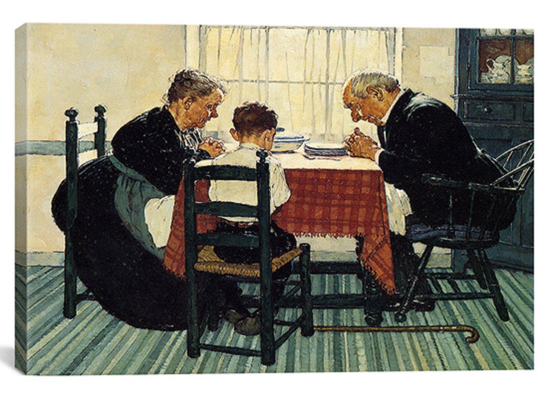 Solve Giving Thanks by Norman Rockwell jigsaw puzzle online with 140 pieces