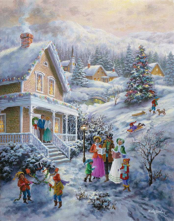 Solve Carolers by Nicky Boehme jigsaw puzzle online with 63 pieces