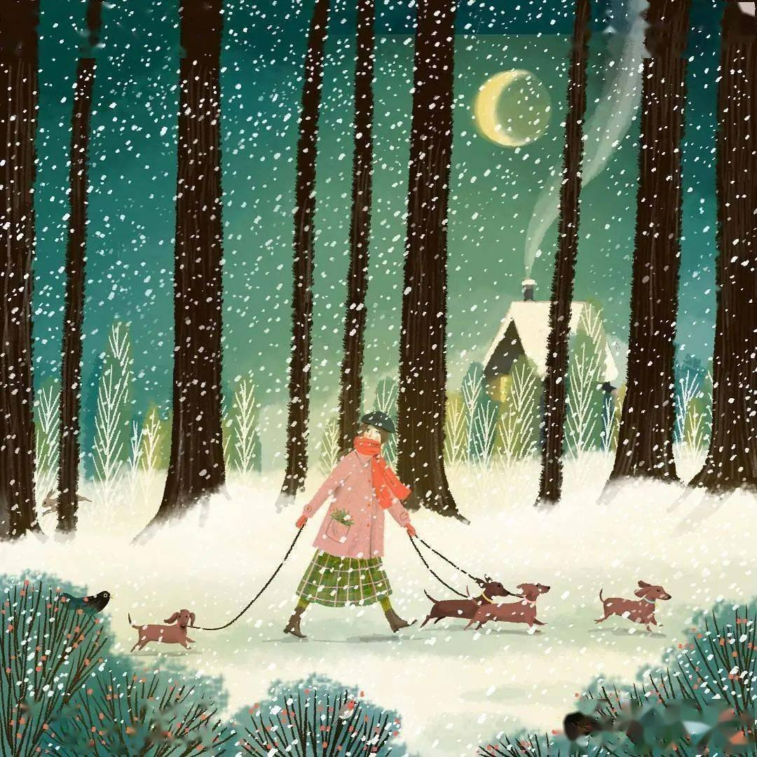 Solve woman and dogs in winter jigsaw puzzle online with 100 pieces