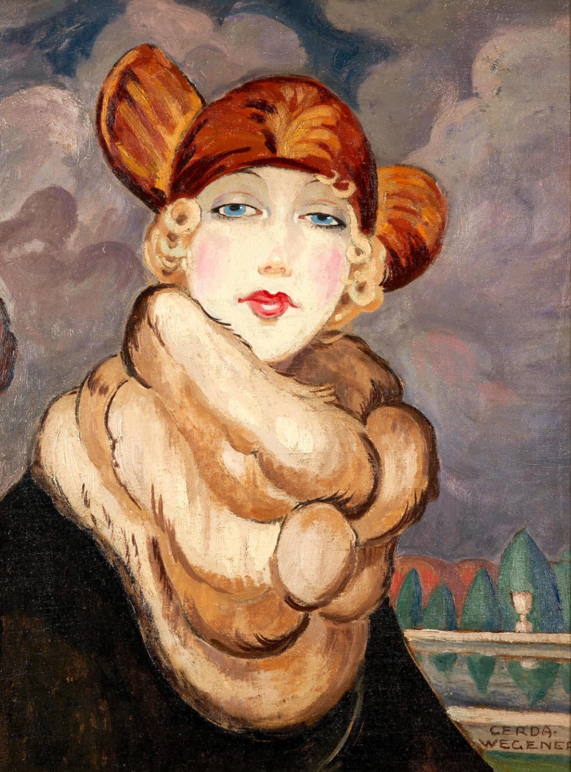 Solve Gerda Wegener (Danish, 1889-1940) Portrait of a Girl in a Fur ...