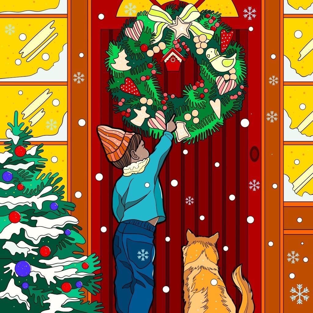 Solve Christmas wreath jigsaw puzzle online with 100 pieces