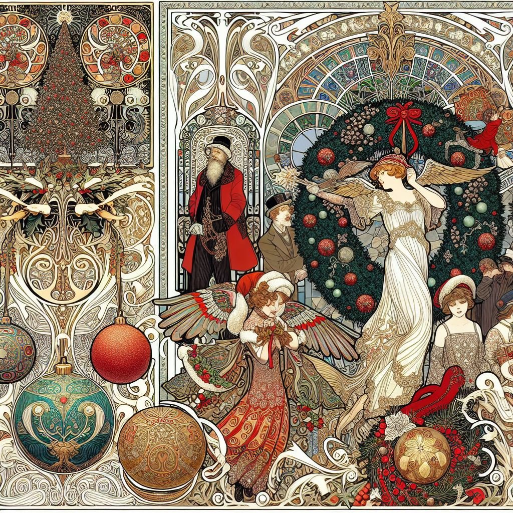 Solve Mucha's style (Christmas) #2 jigsaw puzzle online with 144 pieces