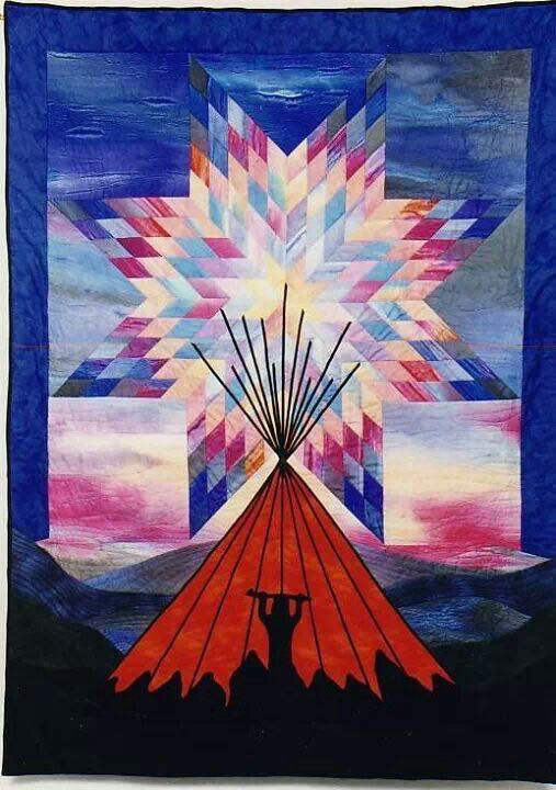 Solve Star-Quilt-w-Tipi-Native-Pride- jigsaw puzzle online with 70 pieces