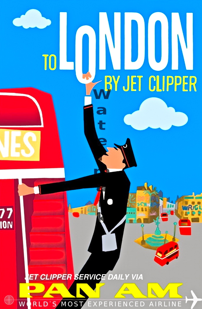 Solve PAN AM - LONDON TRAVEL POSTER, 1950's jigsaw puzzle online with ...