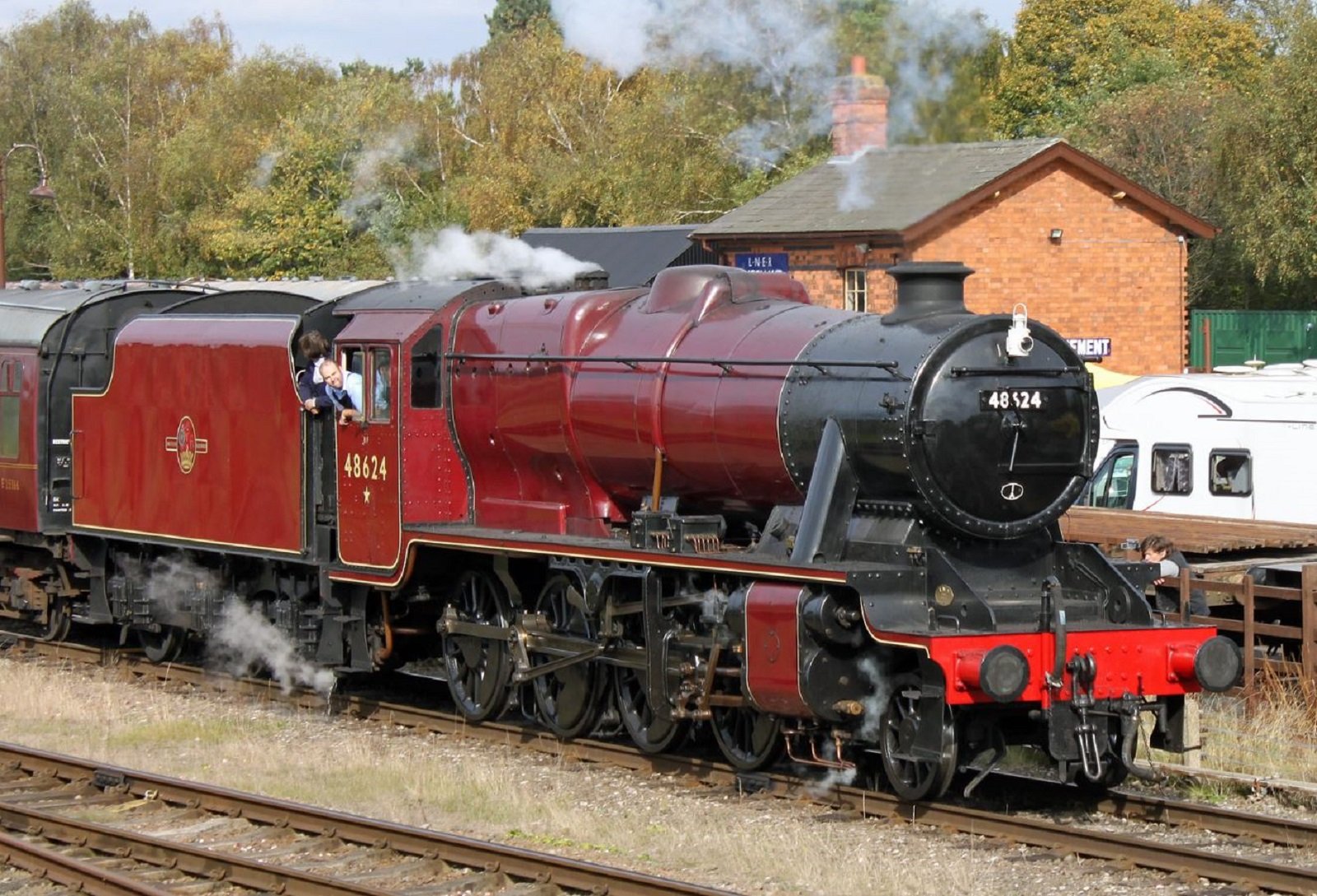 Solve LMS Stanier Class 8F 2-8-0 48624 in Crimson Lake livery at the GCR. jigsaw puzzle online ...