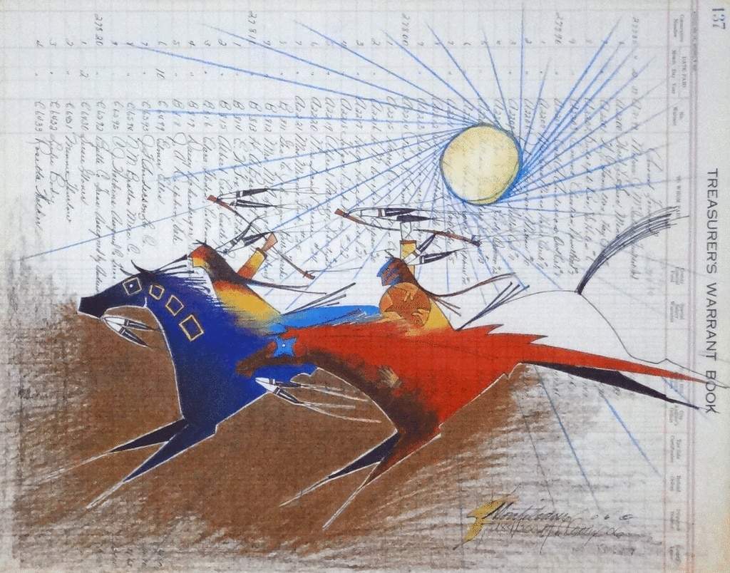 Solve Battle ~ Don Montileaux (Oglala Lakota ledger art) jigsaw puzzle ...