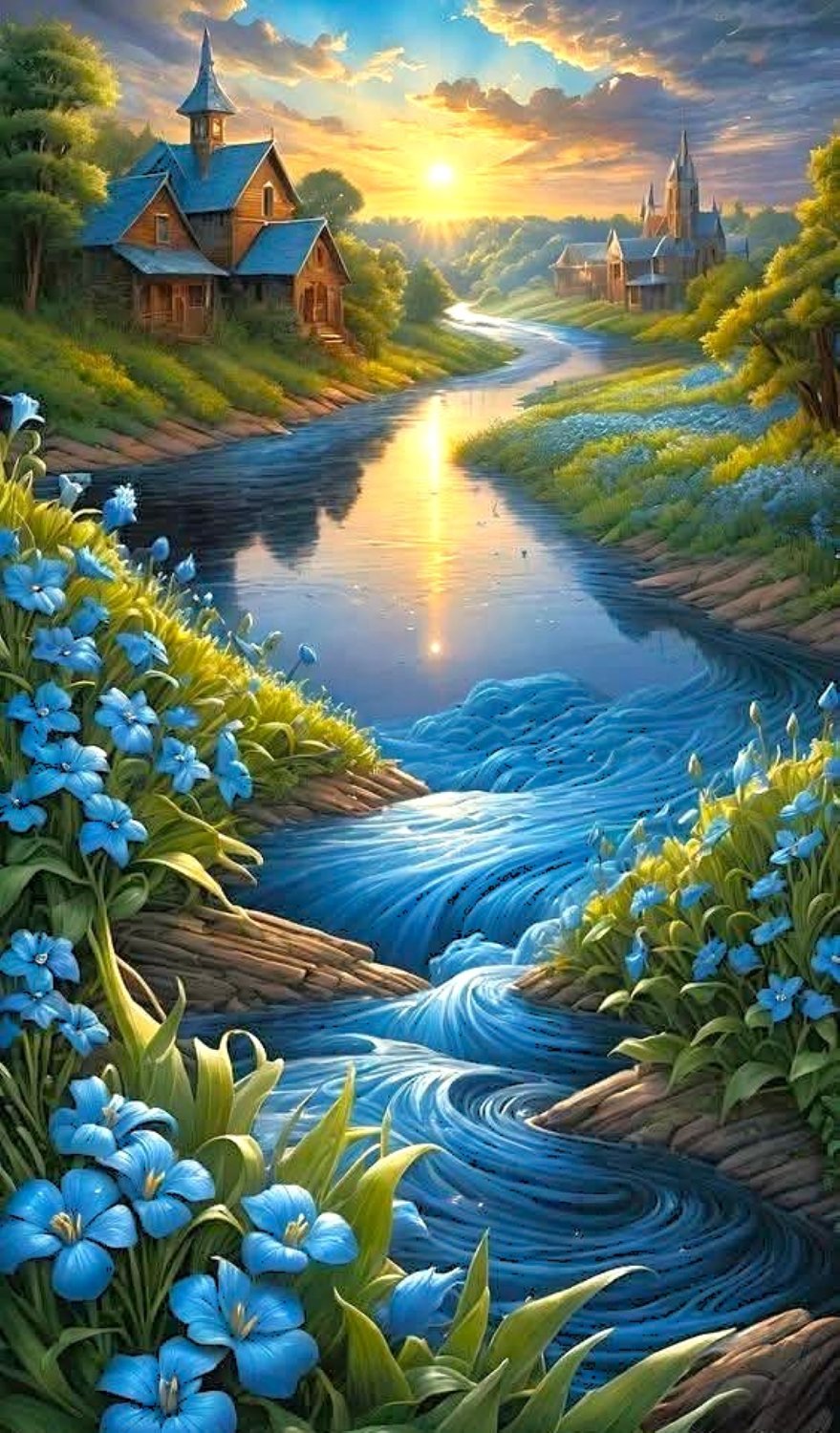 Solve Along the Stream jigsaw puzzle online with 84 pieces