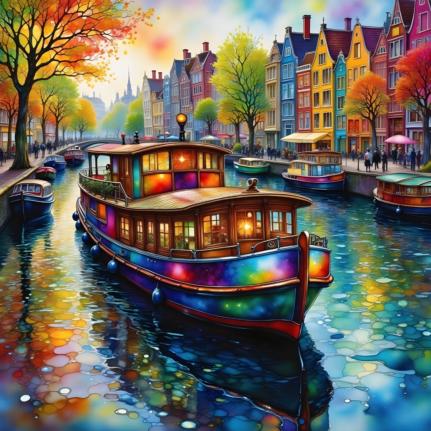 Solve Rainbow Houseboat jigsaw puzzle online with 81 pieces