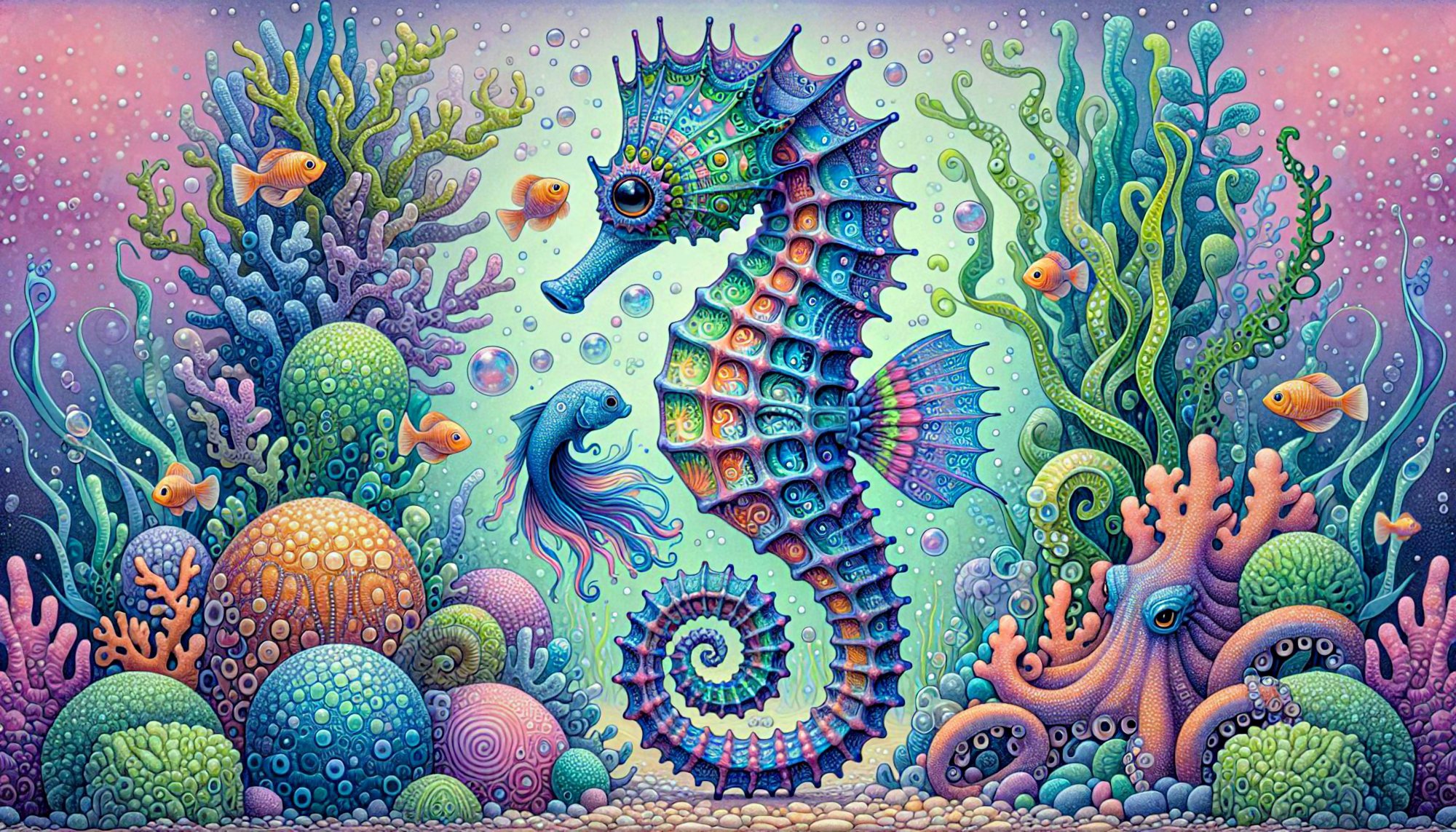 Solve Colorful Seahorse 01 jigsaw puzzle online with 286 pieces