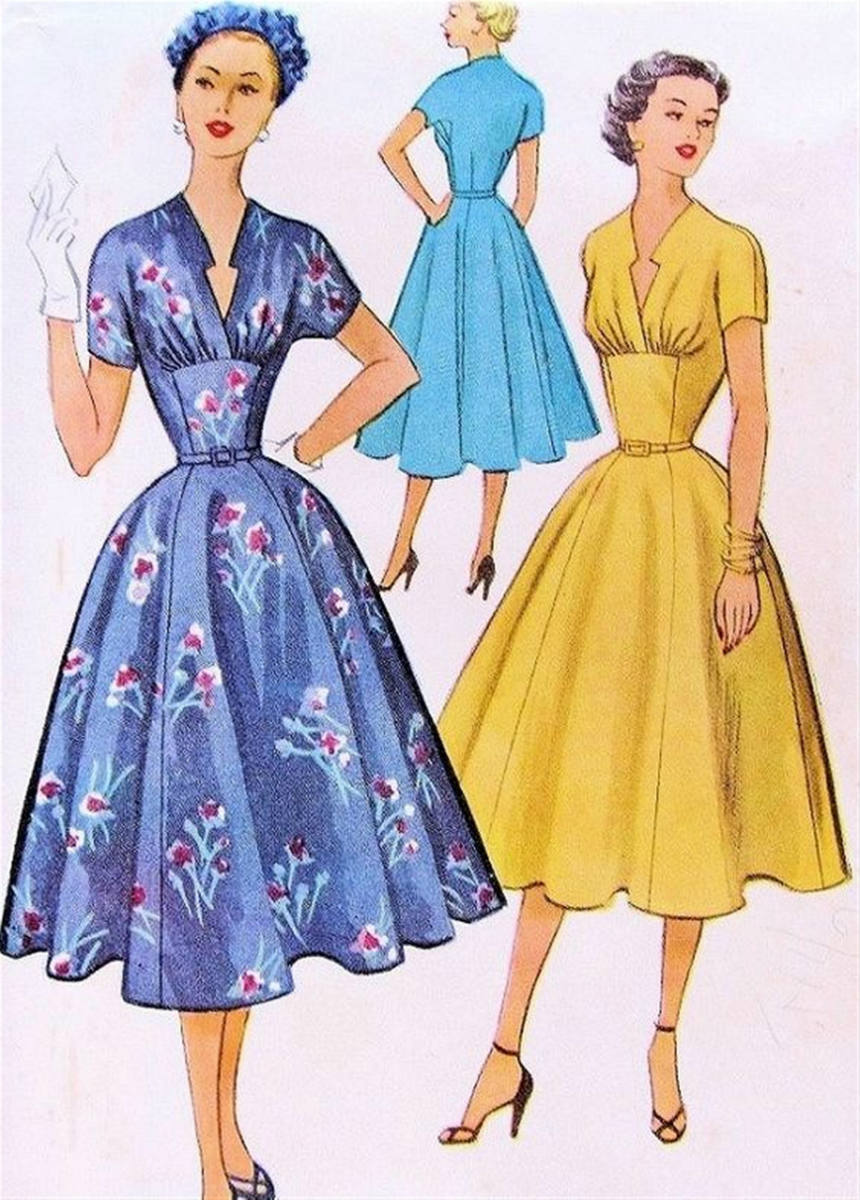 Solve Fitted Midriffs, Notched Keyhole Necklines and Belted Full Skirts ...