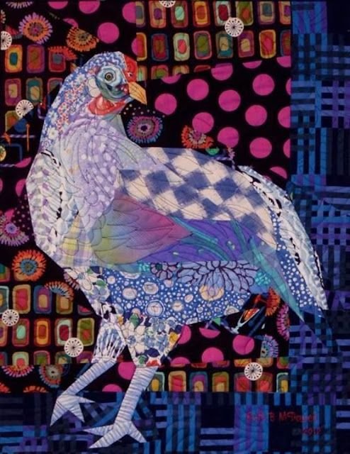 Solve Blue Moon Chicken Quilt jigsaw puzzle online with 80 pieces