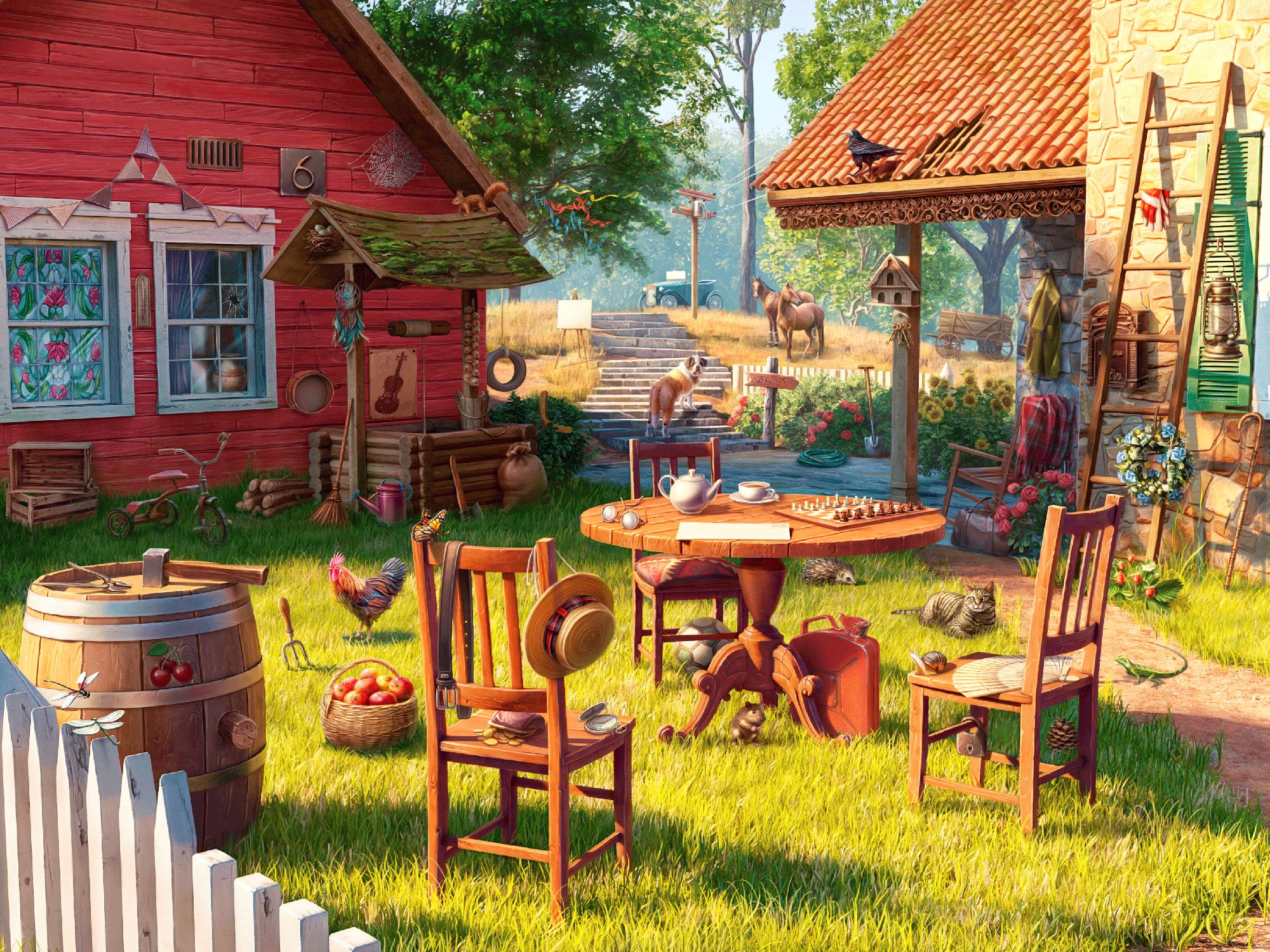Solve Country Yard, Hidden Object Game Scene jigsaw puzzle online with ...
