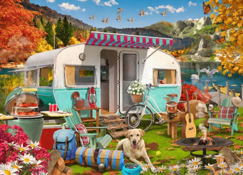 Solve 00393 - Caravan ⛺ Camping jigsaw puzzle online with 140 pieces
