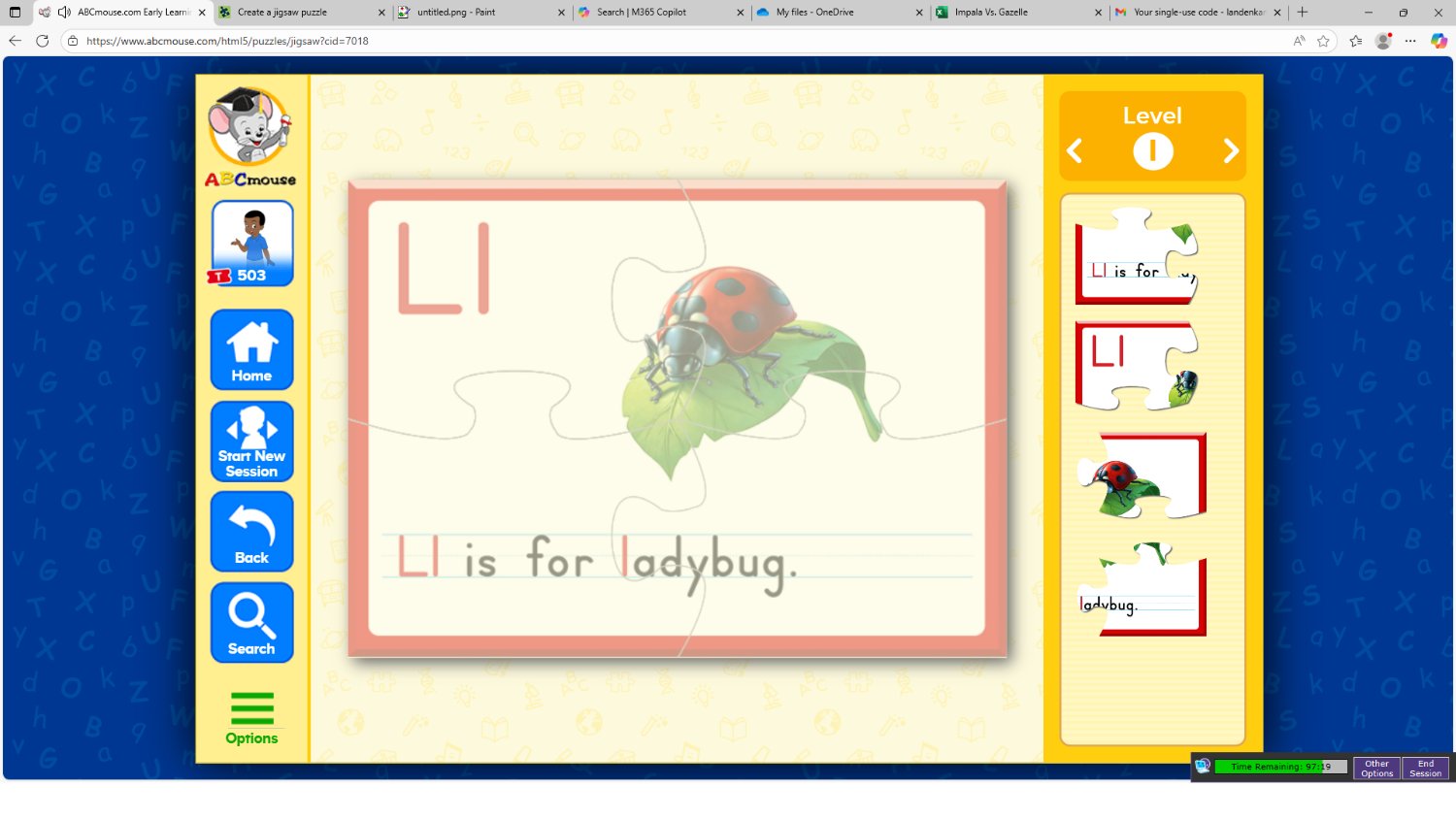 Solve Ll is for ladybug jigsaw puzzle online with 15 pieces