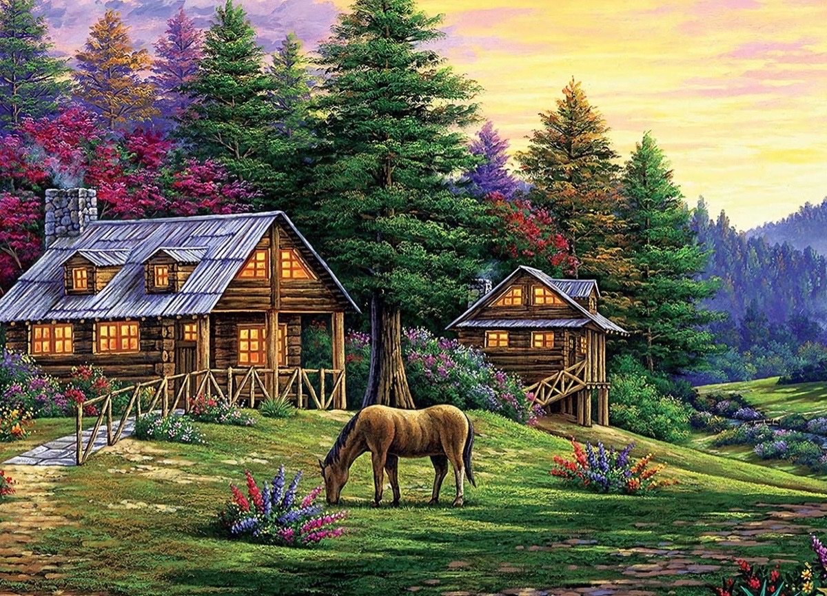 Solve Log Cabins in The Woods jigsaw puzzle online with 88 pieces
