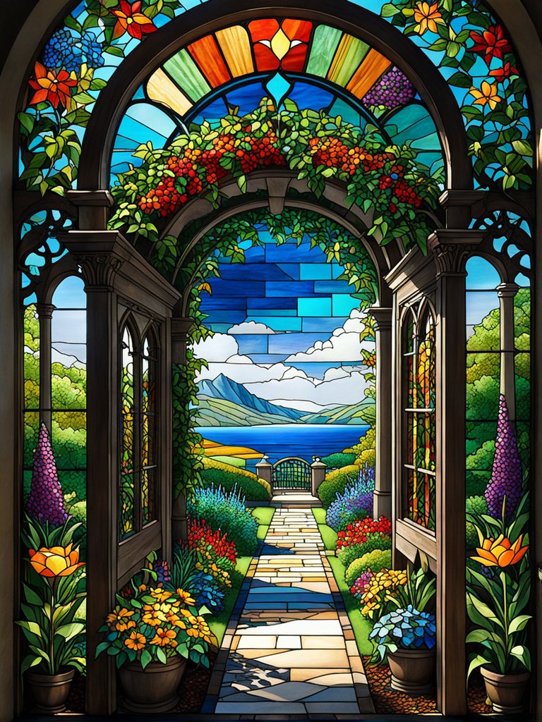 Solve Garden Arbor to the Lake jigsaw puzzle online with 80 pieces