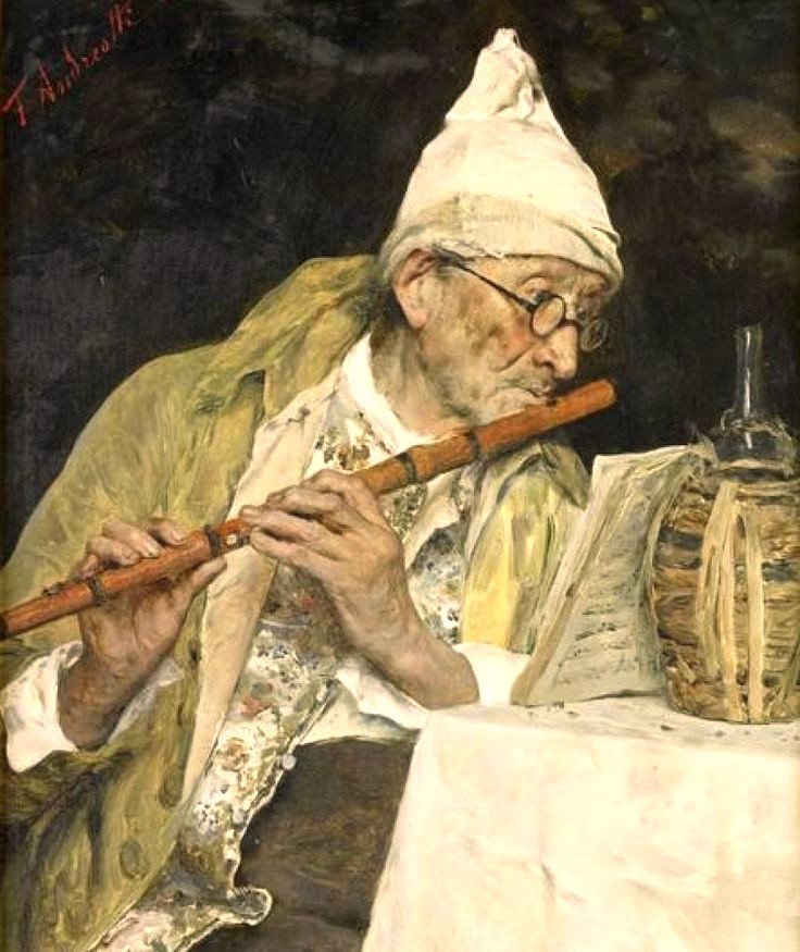 Solve Federico Andreotti (Italian, 1847–1930) - Here, an old flautist ...