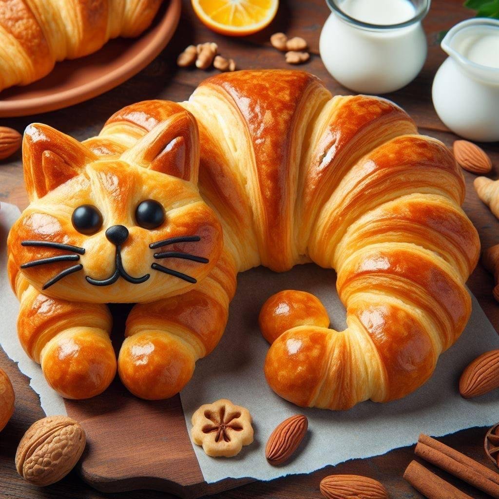 Solve Croissant Cats jigsaw puzzle online with 121 pieces