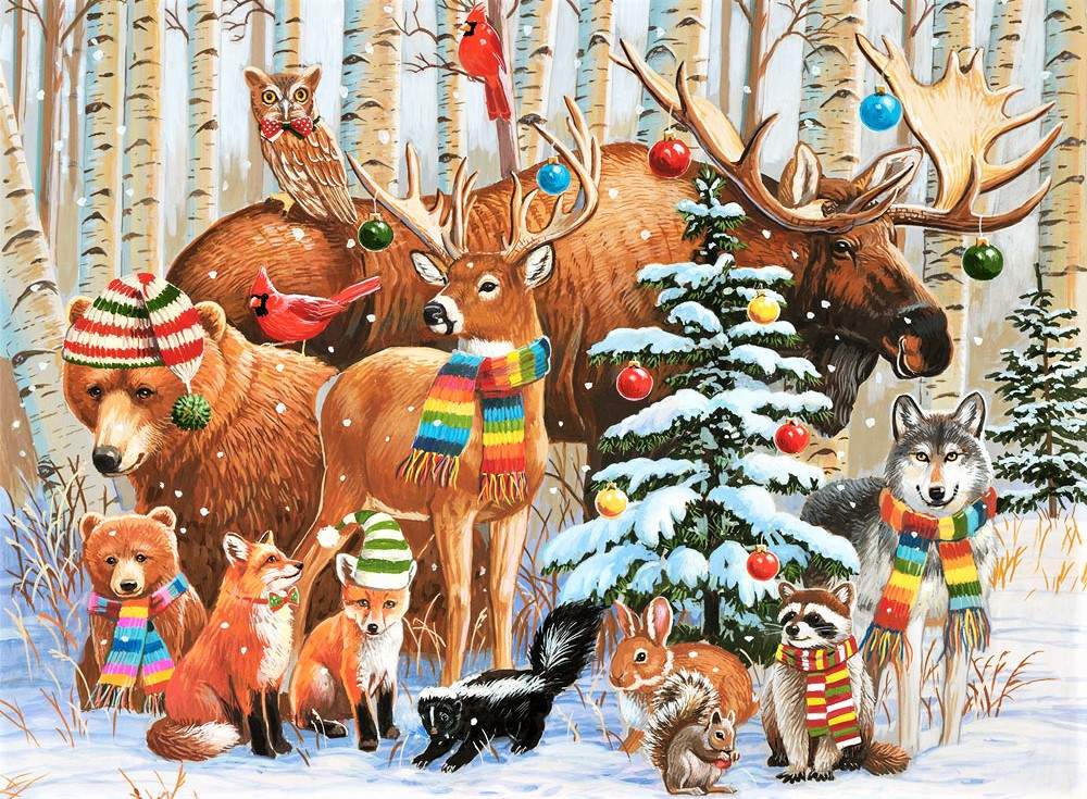 Solve Festive Forest Friends jigsaw puzzle online with 192 pieces