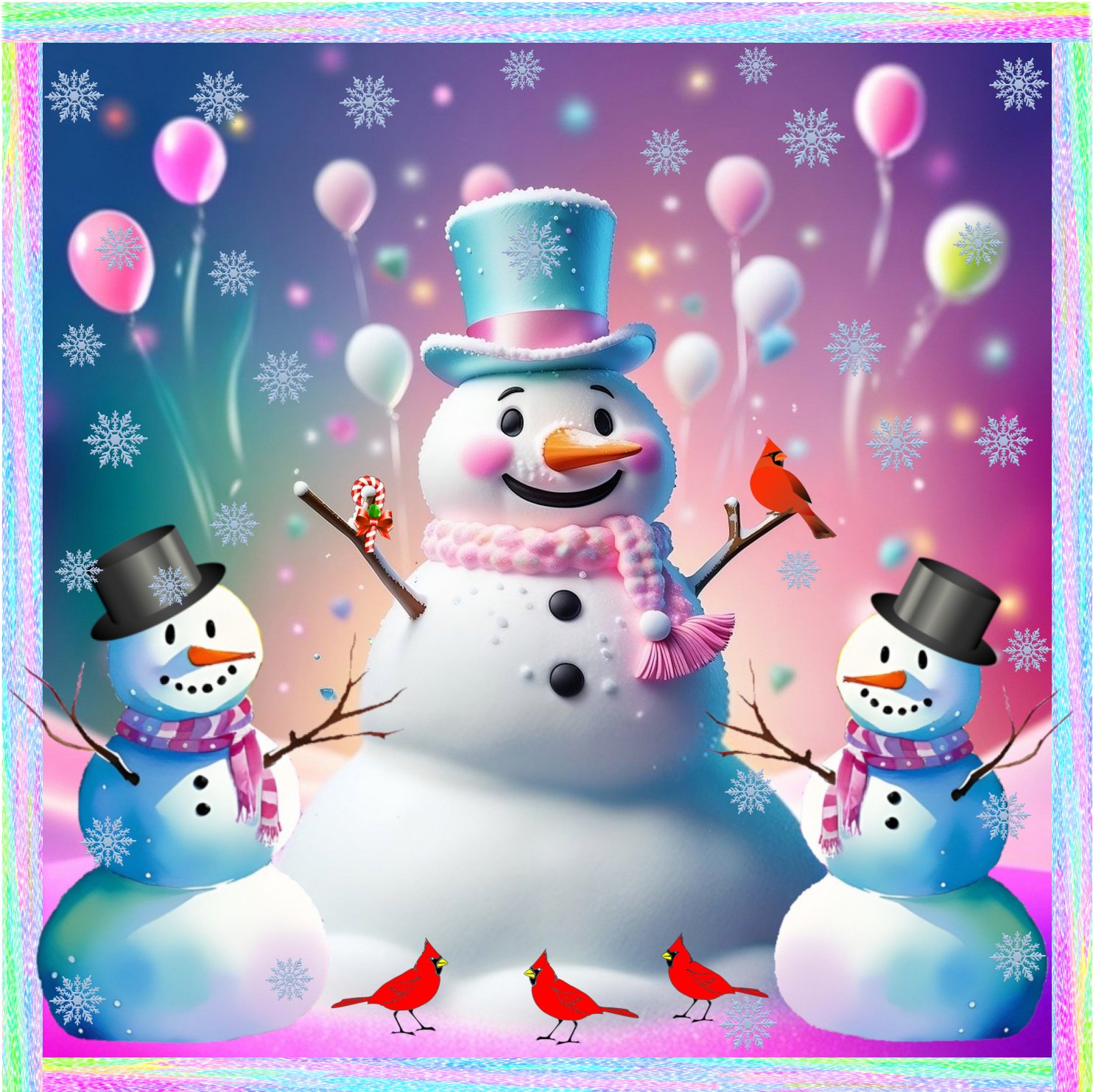 Solve Winter Snowman Party jigsaw puzzle online with 100 pieces